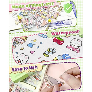 Benresive 1000 Pcs Cute Stickers for Kids, Water Bottle Stickers Kawaii Waterproof Vinyl Scrapbook Phone Laptop Stickers, 100 Sheets Journaling Aesthetic Sticker Packs for Girls Teens（Green）