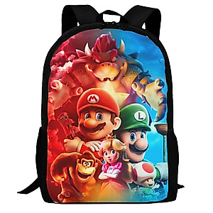 Mario Backpack Anime Game Character Patterns Multifunction Laptop Bag With Side Pockets Durable Laptop Bag For 17 In