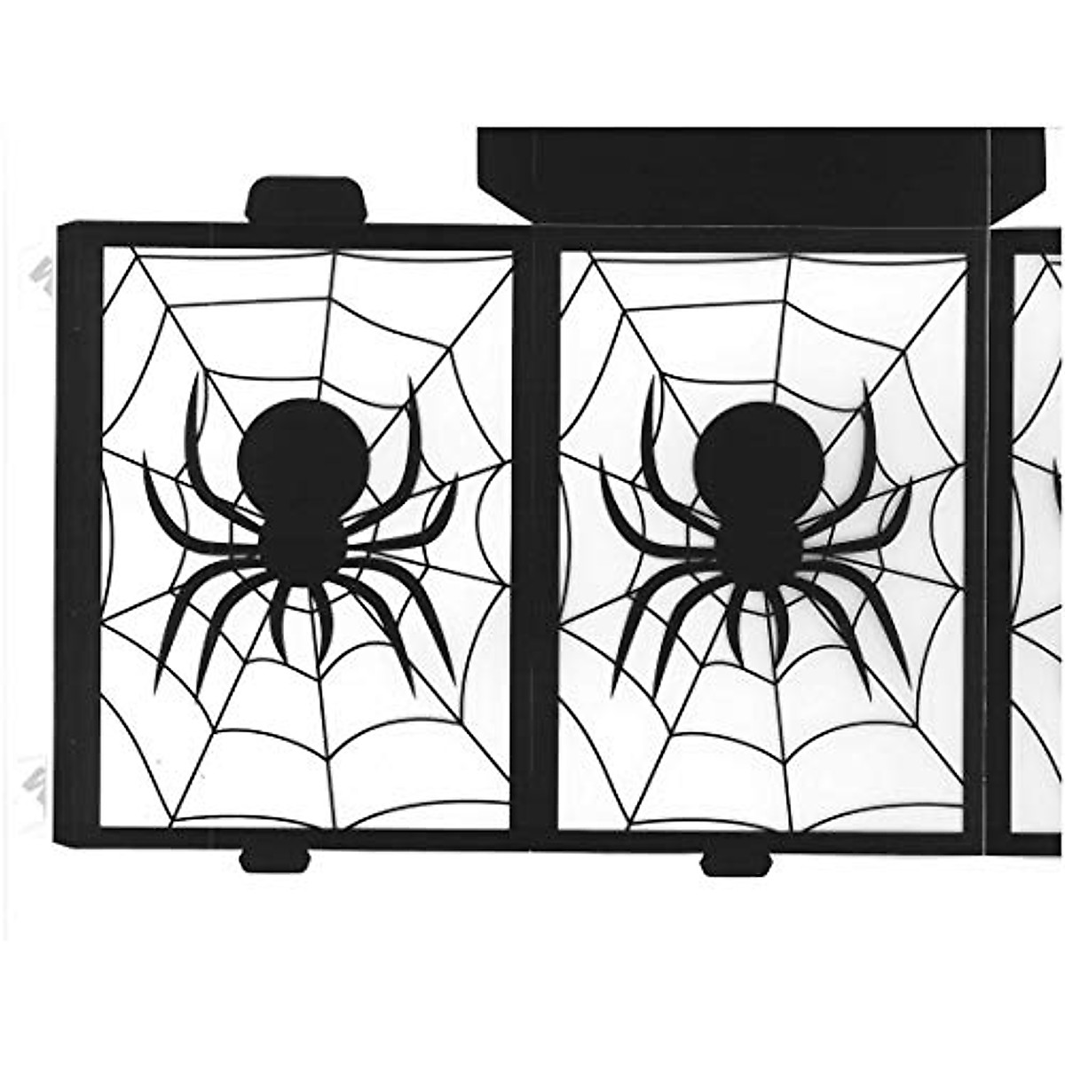 Halloween PVC Haunted House Bat and Spider Decorative Lanterns Battery Powered LED Light Up Electric Votive Candle Tea Light Foldable Collapsible -Set of 2