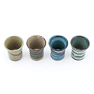 Fuji Merchandise Japanese Porcelain Tea Cups Set of 4 Traditional Earthenware Glazed Decorative Sushi Teacups Made in Japan