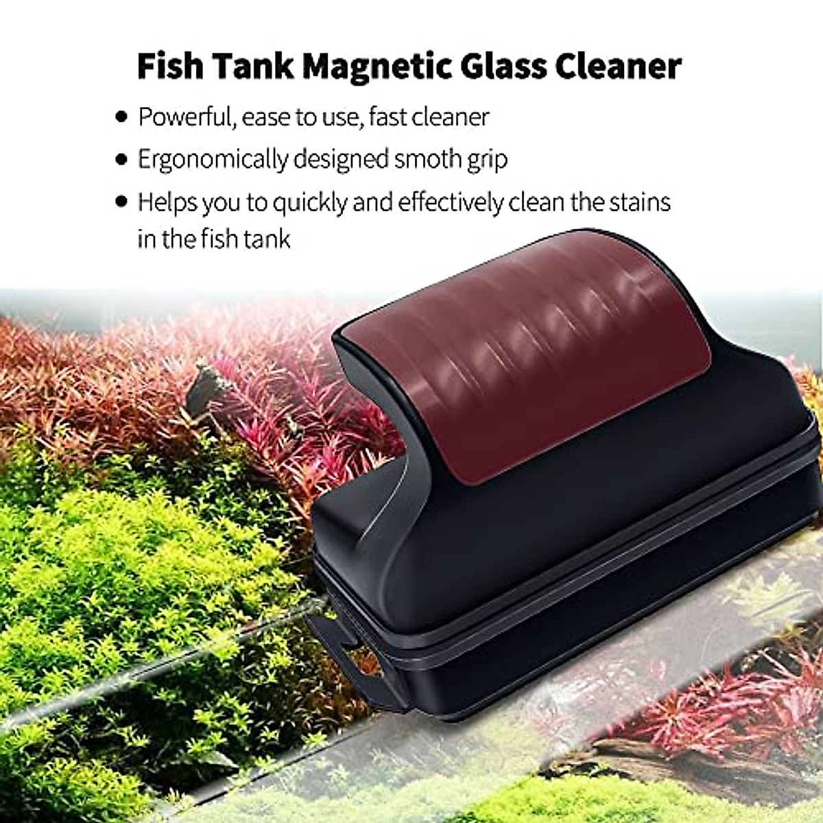 Fish Tank Magnetic Glass Cleaner, Magnetic Aquarium Glass Cleaner, Aquarium Magnet Cleaner with Detachable Scraper, Aquarium Glass Cleaner Magnet 【Floating - Scratch Free - Non Slip】 - M