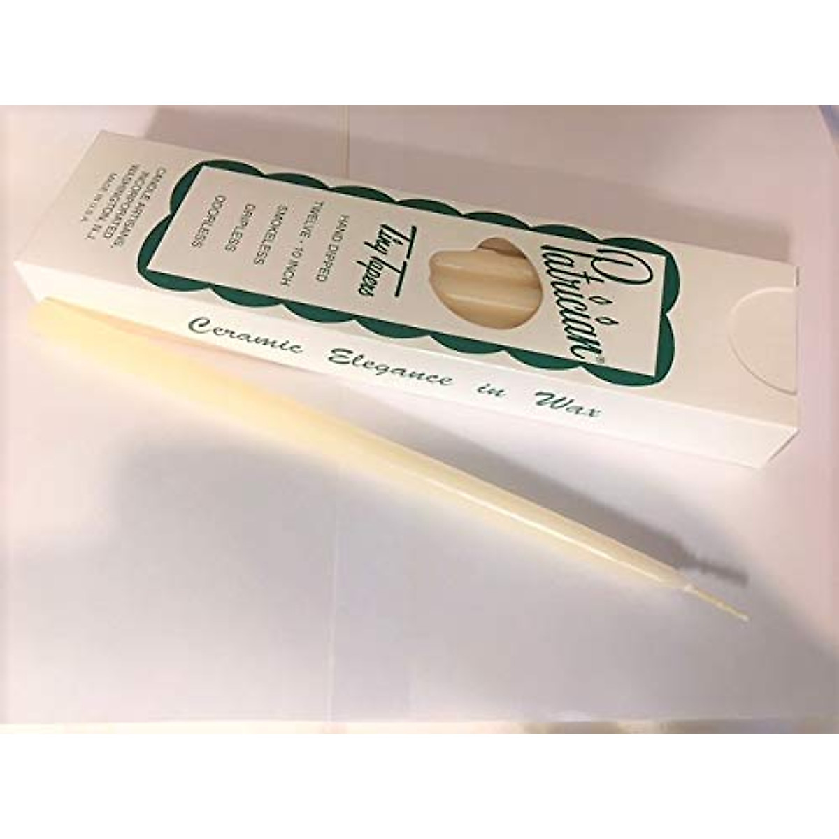 Patrician (10in Tall x 1/2'' Diameter) Ivory Hand Dipped Skinny Taper Candles, Set of 12