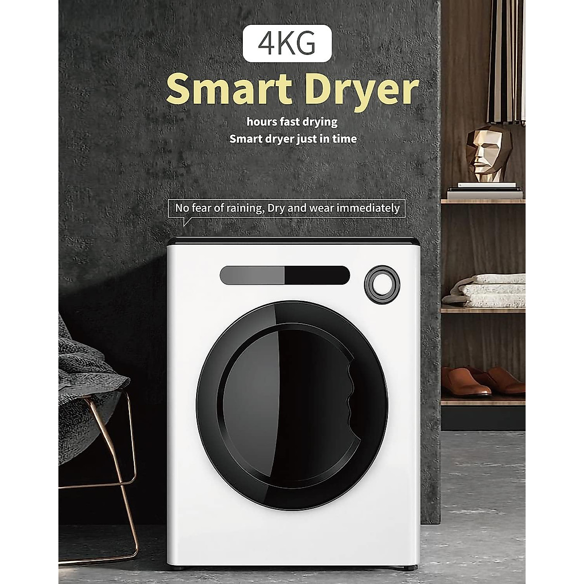 QIYO Compact Clothes Dryer with 850W 9lbs Load Capacity, Ideal Portable Drying Machine for Tight Spaces, RVs, and Apartments Quiet, Robust and User-friendly