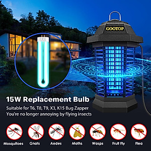 GOOTOP Replacement Bulb for Zap T6 Pro, K15, T9, X3 Bug Zapper Outdoor, 15W, 4-Pin Base, U Shaped Twin Tube Bulb for Outdoor Mosquito Zapper,2 Pack