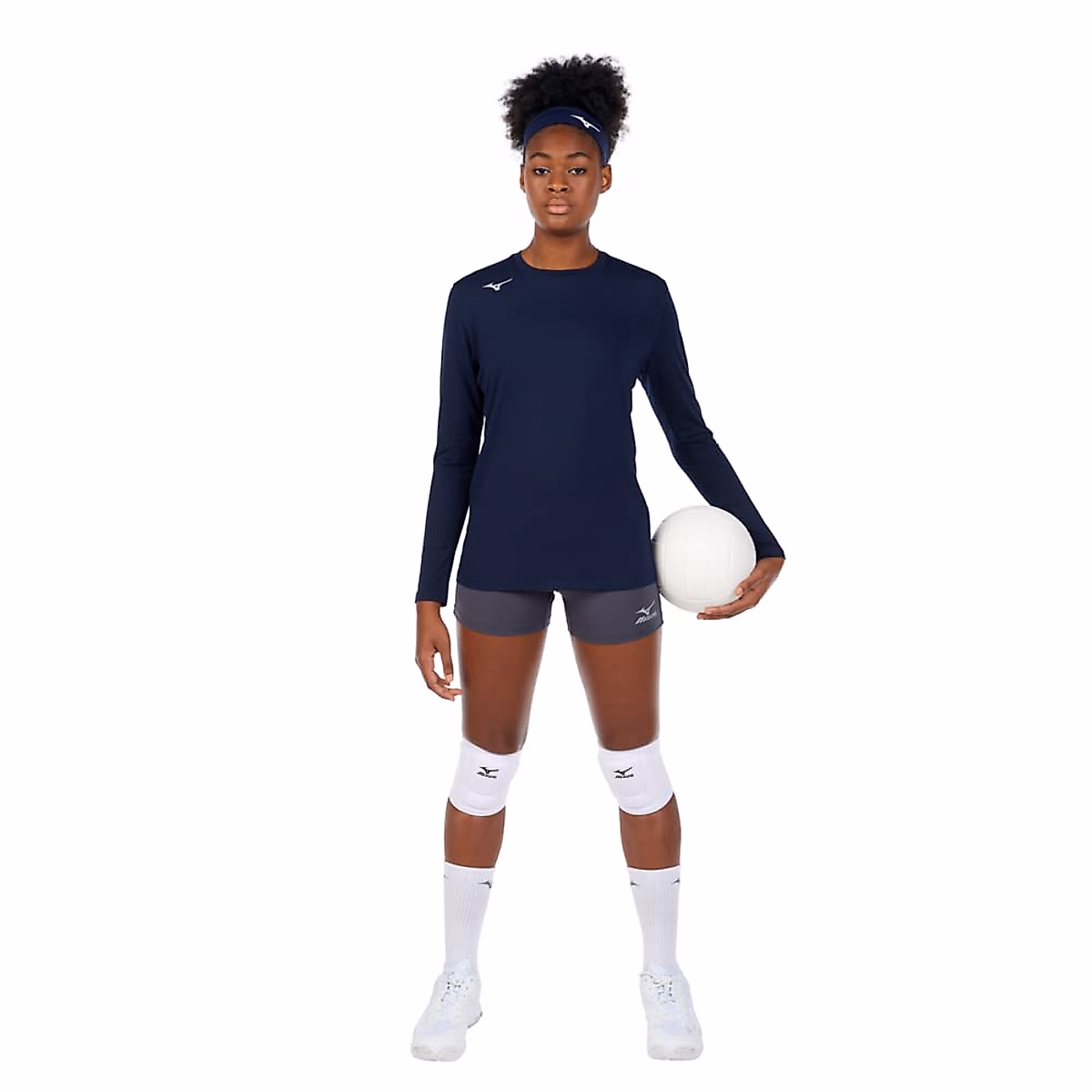 Mizuno Women's Standard Long Sleeve Attack Tee, Navy, Medium