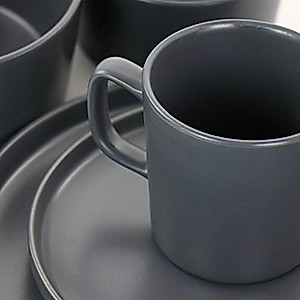 Elama Luxmatte Contemporary Dinnerware Set, 20 Piece, Dark Grey