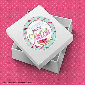 One in A Melon Thank You Sticker Labels, 40 2" Party Circle Stickers by AmandaCreation, Great for Party Favors, Envelope Seals & Goodie Bags