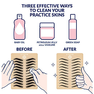 Stylia Microblading Practice Fake Skin Sheet for Eyebrow Tattoo, Fake Skin for Tattoo, Micro Blading Eye Brow Makeup, Tattoo Skin Practice Kit, Tattooing Supplies (5 White Double Sided +1 Bonus Black)