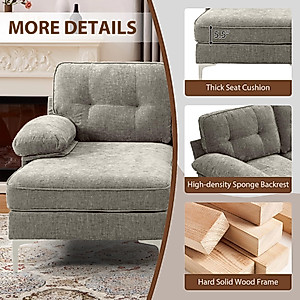 YuuYee 82" Chenille L Shaped Sectional Couches for Living Room, 3 Seater Comfy Modular Sofa with Chaise for Small Spaces,Mid Century Modern,Deep Seat,Grey