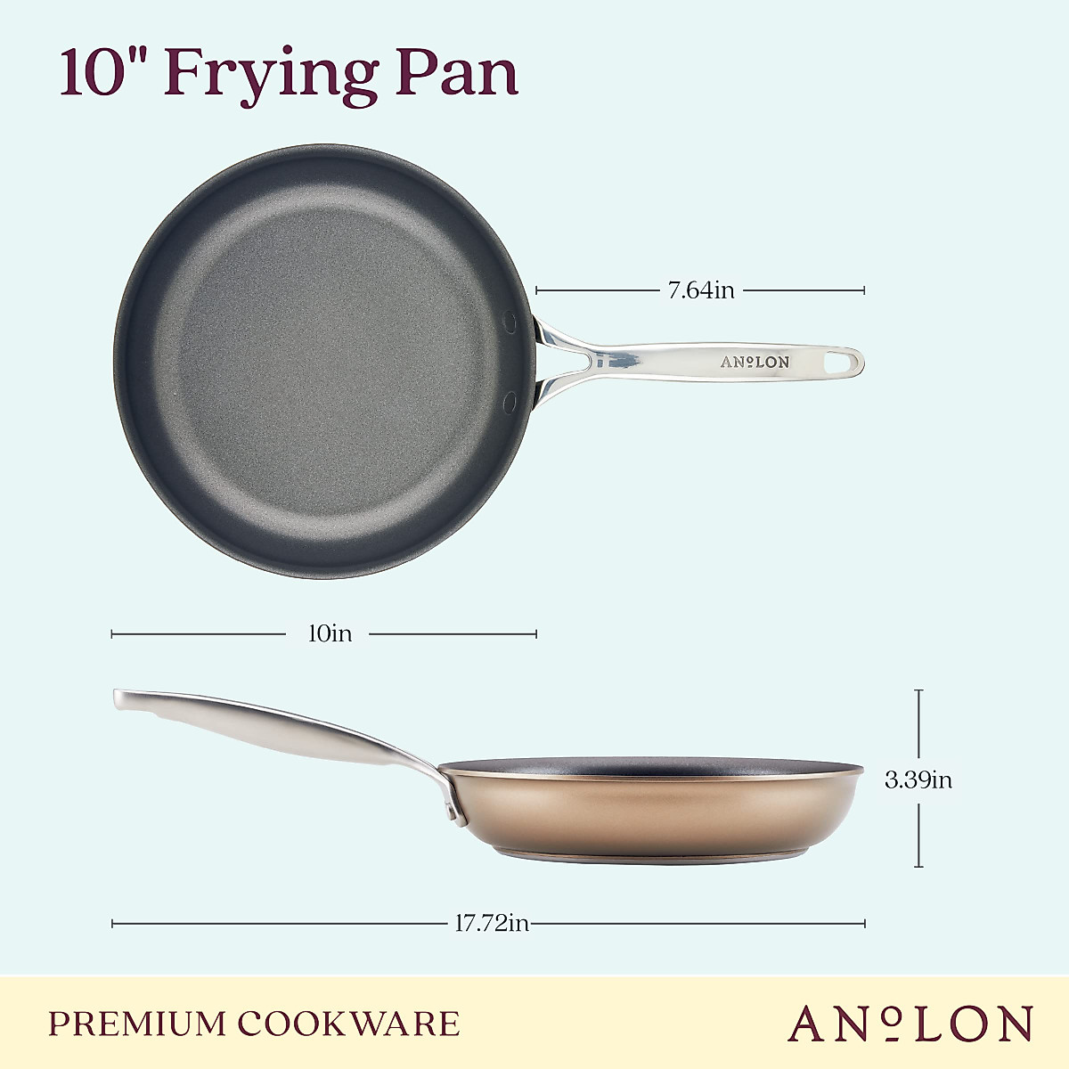 Anolon Ascend Hard Anodized Nonstick Frying Pan/Skillet - Good for All Stovetops (Gas, Glass Top, Electric & Induction), Dishwasher & Oven Safe with Stainless Steel Handle,10 Inch - Bronze