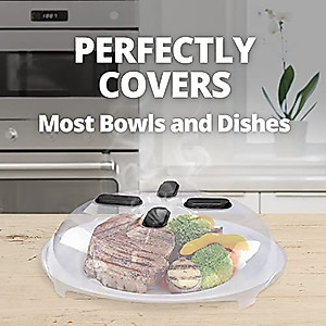 HOVER COVER Magnetic Microwave Cover for Food | Clear Microwave Splatter Cover | Microwave Plate Cover with Steam Vents | Food Grade Dish Cover | BPA-Free | Dishwasher Safe | Black