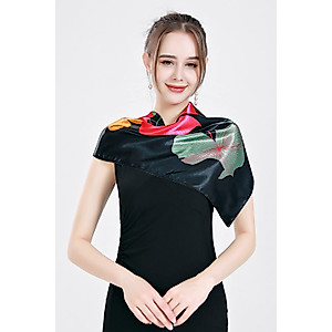 QBSM 35'' Satin Large Square Head Scarf Silk Feeling Neck Scarves Hair Sleeping Wrap Lightweight Headscarf for Women