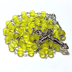 GeekTenet Rosary Beads Chaplet NL Artificial Crystal Rosery Cross Catholic Rosaries (Yellow)