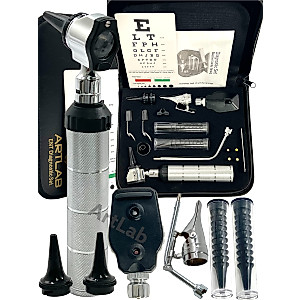 Artlab-Otoscope, Eye scope & Illuminator Diagnostic Set -Otoscope examination set -Nursing Students Otoscope set with Carrying Leather case Replacement Tips