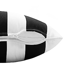 Pcinfuns Outdoor/Indoor Decorative Pillows,Water Repellent Throw Pillow,Garden Cushions for Home Patio Coach Sofa Use,Black White Stripe,20" x 12",Set of 2