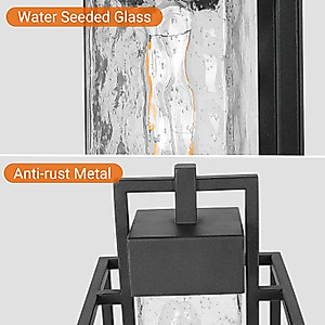 18" H Dusk to Dawn Outdoor Post Light Fixture Hardwired 120V, Waterproof Aluminum Pole Light with Pier Mount Base, Matte Black Exterior Lamp Post Lantern with Water Glass for Garden Yard Patio Path