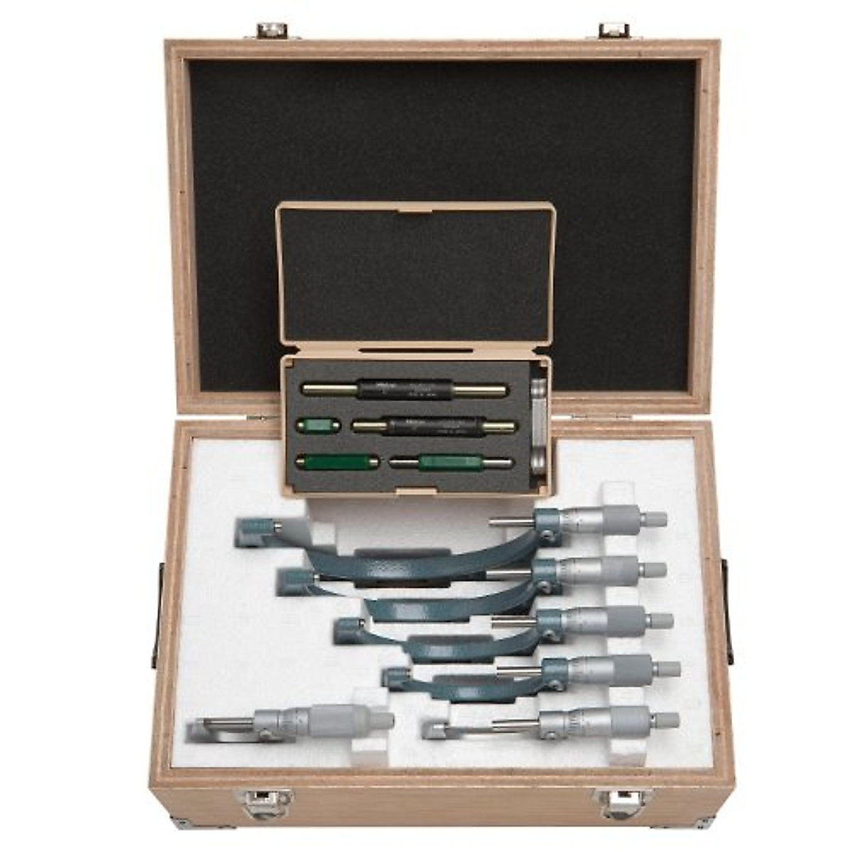Mitutoyo 103-907-40 Outside Micrometer Set with Standards, 0-6" Range, 0.0001" Resolution, 6 Pieces