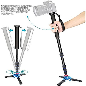 Neewer Extendable Camera Monopod with Removable Foldable Tripod Support Base:Aluminum Alloy,20-66 inches/52-168 Centimeters for Canon Nikon Sony DSLR Cameras,Payload up to 11 pounds/5 kilograms