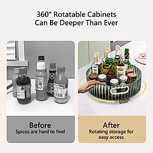 360 °Rotating Lazy Susan Organizer, 9" Large Green Turntable Organizer for Spice Rack, Cabinet, Kitchen Countertop Cupboard, Acrylic Bathroom Counter Organizer for Candle, Lotion Bottle, Cosmetics