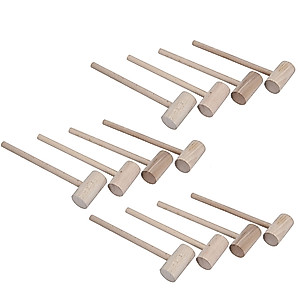 12 Pack Wooden Crab or Lobster Mallets Seafood Hammers, Natural Beechwood