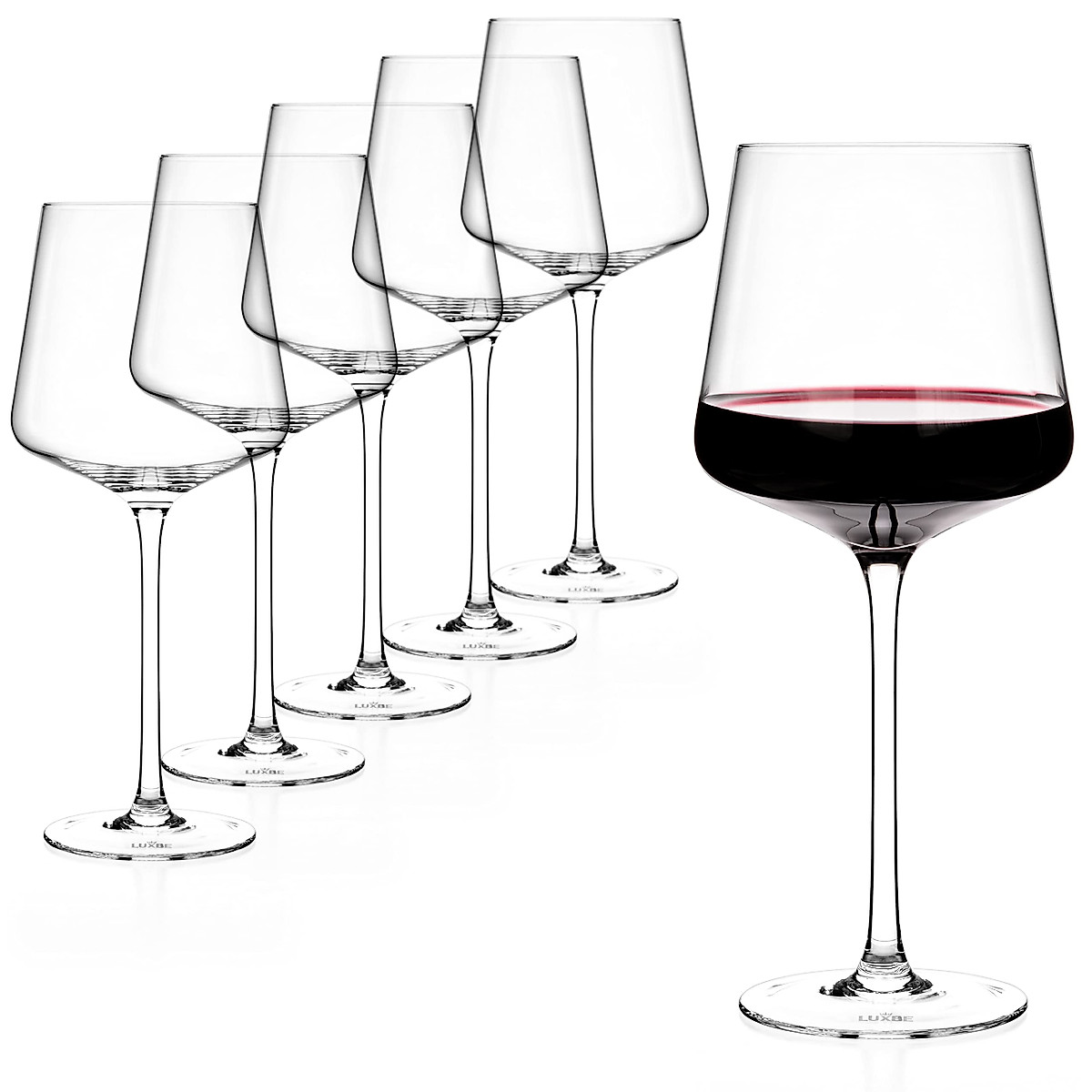 LUXBE - Crystal Wine Glasses, Set 6, 15.3 fl. oz - Small Red White Wine Glasses - 100% LeadFree Glass - 450 ml