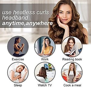 CORATED Heatless Curling Rod Headband, No Heat Silk Ribbon Rollers for Overnight Sleeping Curls, Styling Kit with Hair Clips and Scrunchie