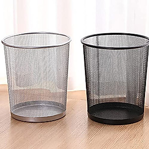 Cabilock Trash Can Stainless Metal Mesh Wastebasket Garbage Container Retro Waste Bin Steel Mesh Garbage