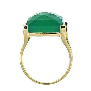 YoTreasure 18kt Gold Over Silver Green Onyx Vintage Solitaire Bold Ring