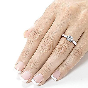 Kobelli Round Moissanite Solitaire Engagement Ring 1 CTW 14k White Gold, Size 9, White Gold