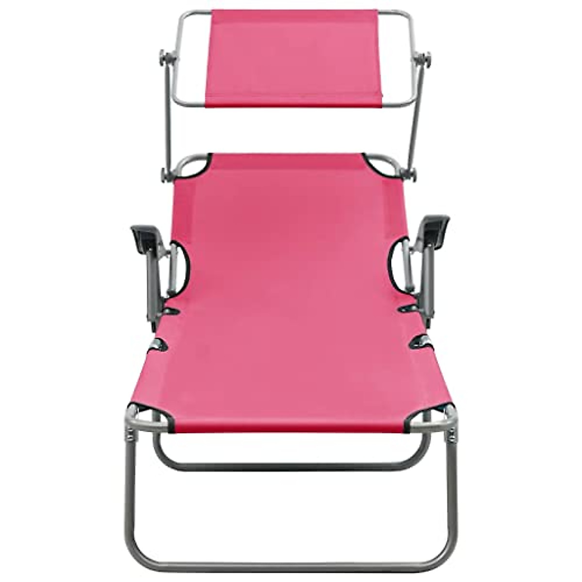 KCCLVER Sun Lounger with Canopy Steel Pink,Premium Patio Sun Lounger with Canopy for Ultimate Relaxation Outdoor Furniture, Sun Loungers