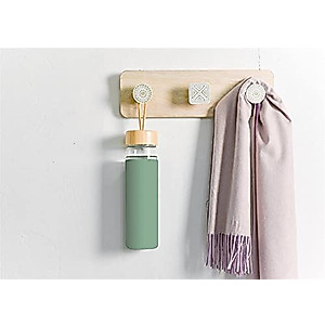 Yomious 20 Oz Borosilicate Glass Water Bottle with Bamboo Lid and Silicone Sleeve – Reusable BPA Free – Glass Drinking Bottle with Lids - Cute Glass Bottle for Women - Glass Shaker Bottle