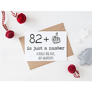 83rd Birthday Card - 83 Is Just A Number A Really Big One But Whatever - 83 Year Old Birthday Card - Funny Birthday - Rude 83rd Birthday Card - 82 + Middle Finger - Snarky Humor - Funny Adult Card