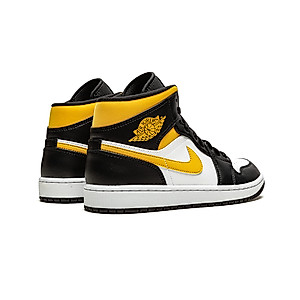 Nike Men's Air Jordan 1 Mid White/Pollen/Black, White/Pollen Rise/Black, 8.5