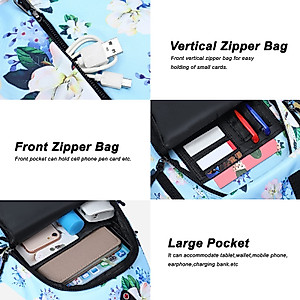 MOSISO Sling Backpack, Myrtle Flower Crossbody Travel Hiking Daypack Chest Bag with Anti-theft Pocket, Blue