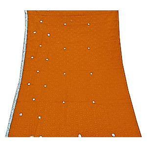 Peegli Indian Vintage Yellow Dress Material Georgette Recycled Fabric Embroidered DIY Craft Textile