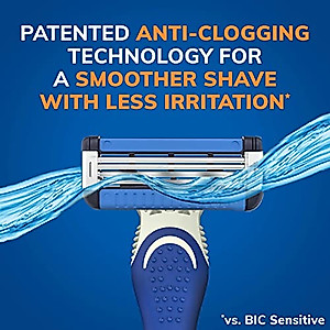 BIC EasyRinse Anti-Clogging Men's Disposable Razors for a Smoother Shave With Less Irritation*, Easy Rinse Shaving Razors With 4 Blades, 2 Count
