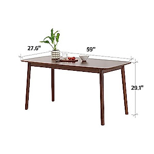 Livinia Aslan 59" Malaysian Oak Rectangular Wooden Dining Table/Large Solid Wood Kitchen Desk (Walnut)