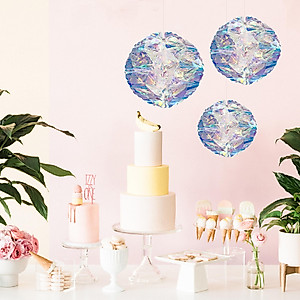 Iridescent Honeycomb Ball Decorative Hanging Ornaments Shiny Iridescent Foil Ceiling Hanging Flowers for Bridal Shower Wedding Birthday Theme Party Decoration