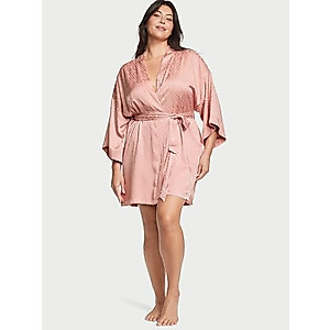 Victoria's Secret The Tour '23 Icon Satin Robe, Women's Lingerie, VS Monogram Details, Pink (XL/XXL)