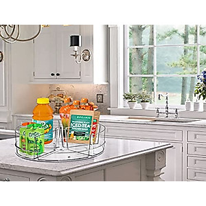 10.6inch Lazy Susan Organizer with 5 Removable Storage Bins, Snack Medicine Cabinet Organizer, Clear Lazy Susan Turntable for Cabinet, Plastic Storage Bins for Kitchen Pantry Organization and Storage