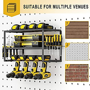 Spacecare Power Tool Organizer- Power Drill Tool Holder- Heavy Duty Tool Shelf & 1 Pack 3 Layers Tool Rack Cordless Drill Holder- Floating Tool Shelf Wall Mounted Tool Storage Rack for 4 Drill Holders
