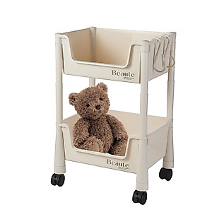 Rolling Cart, Multifunctional Laundry Cart with 2 3 4 Tiers, Snack Cart Organizer with Drawers, Wheeled Utility Rack, Movable Storage Organizer, Bathroom Countertop Trolley for Home Office Libraries