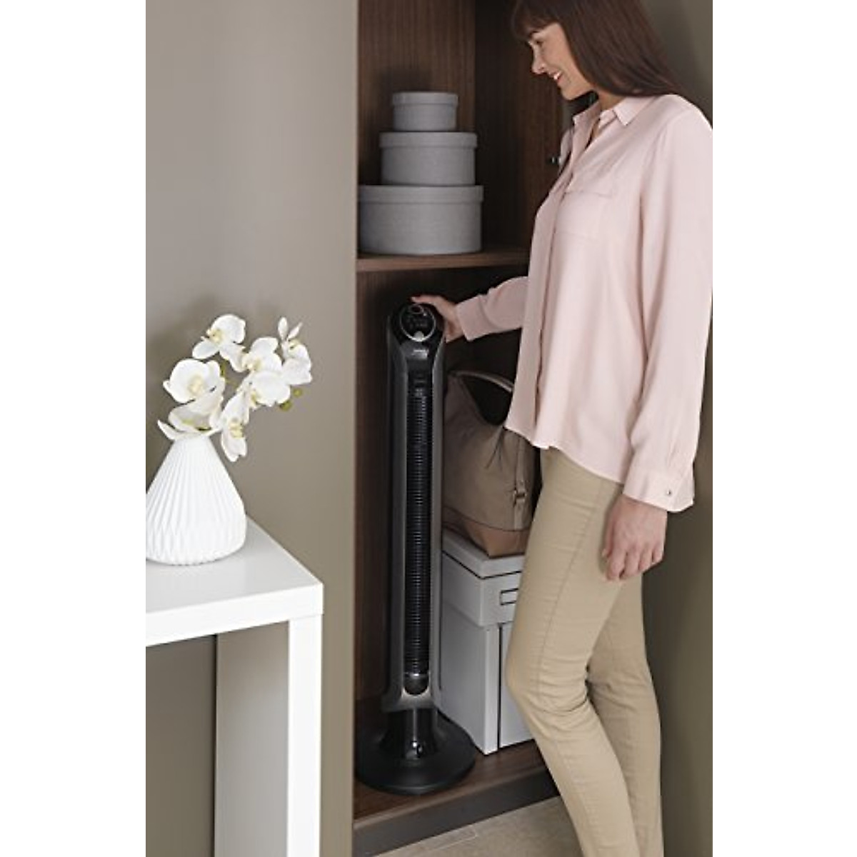 Rowenta VU6670 Fresh 180 Degree Tower Fan, Silent, Tall, with Remote Control