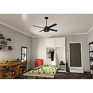 Hunter Fan Company, 50336, 52 inch Spring Mill Matte Black Indoor / Outdoor Ceiling Fan with LED Light Kit and Pull Chain