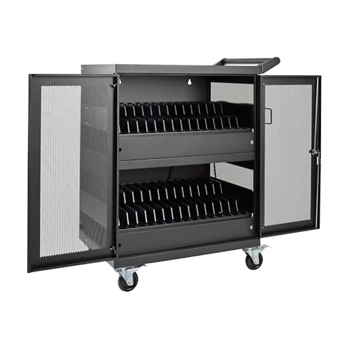 Tripp Lite 32-Port AC Charging Cart Storage Station for Chromebooks, Laptops & Tablets - Secures Devices in Locking, Vented, Wall-mountable Steel Cart - 2-Year Warranty (CSC32AC)