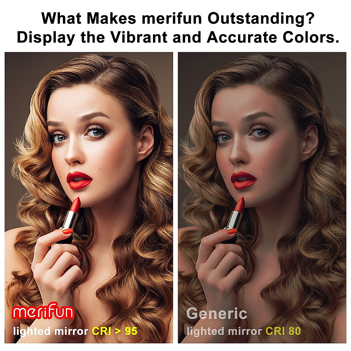 merifun LED Lighted Compact Makeup Mirror, Travel Magnifying Mirror 1x/10x - 56 LED Lights, Touch Sensor, 3 Colors Lights & Brightness Dimmable- Magnetic Closure, Rechargeable (Aqua)