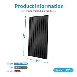 Art3d 12 Pack 2ft x 4ft Drop Ceiling Tiles in Black, Slat Design 3D Wall Panels for Interior Wall Decor 24in x 48in