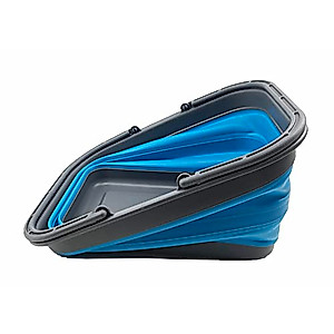 SAMMART 12L (3.17Gallon) Set of 2 Collapsible Tub with Handle - Portable Outdoor Picnic Basket/Crater - Foldable Shopping Bag - Space Saving Storage Container (Grass Green + Cerulean)