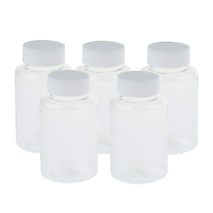 5pcs Graduated Reagent Bottles Laboratory Specimen Wide Mouth Bottles Containers Sterile Jars Threaded Bottles - White, 150mL
