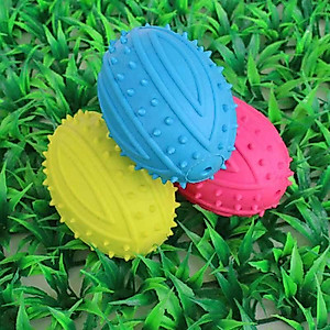 SEYNUR 3 Pcs Pet Dog Ball Fetch Ball Chew Toys,Rubber Rugby Ball Football for Small Dogs